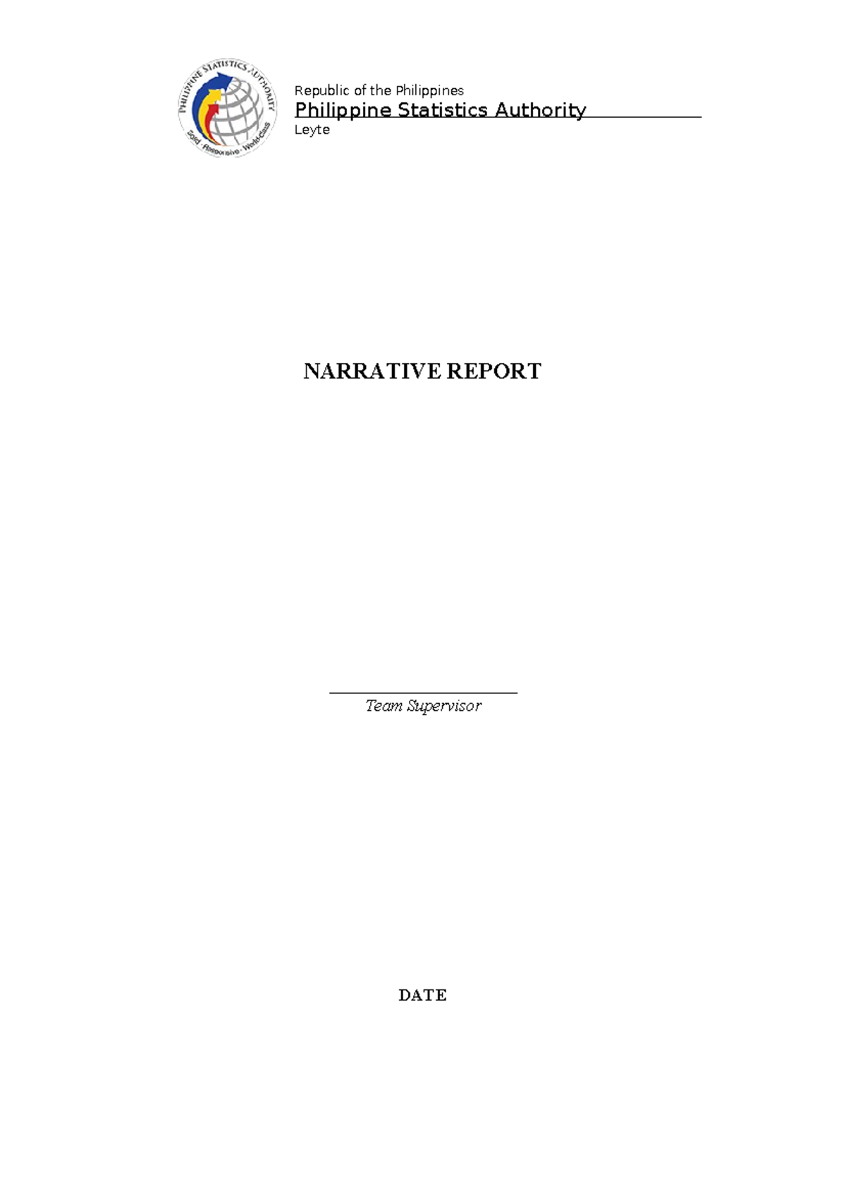 SAmple Narrative of CAF - NARRATIVE REPORT ______________________ Team ...