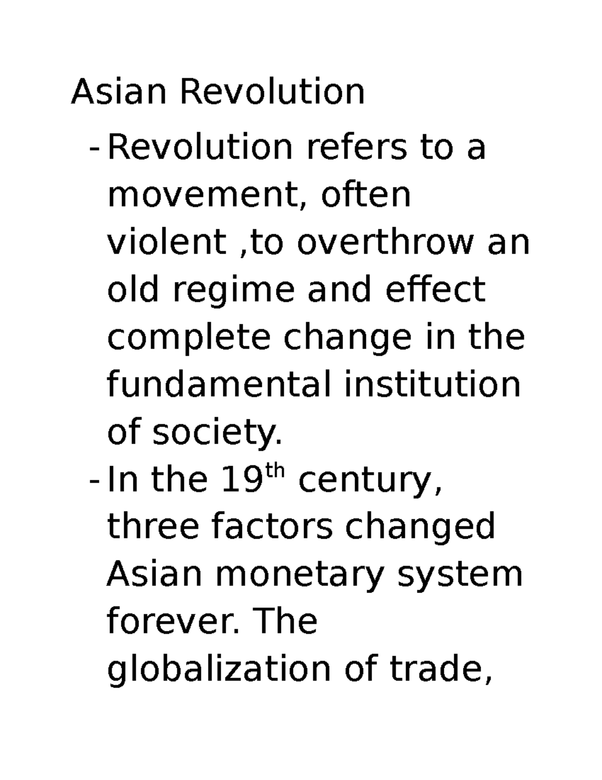 Topic Asian revolution 1 - Asian Revolution - Revolution refers to a ...