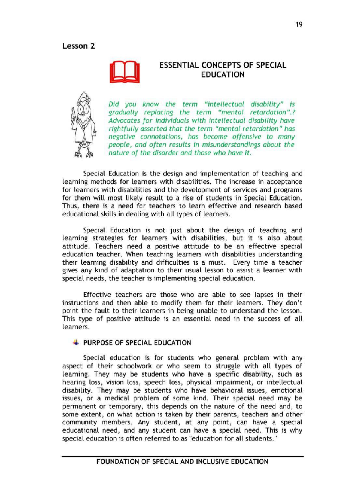 EDUC 102 M1L2 - Foundation of Special and Inckusive Education - BSEd Basic English - Studocu