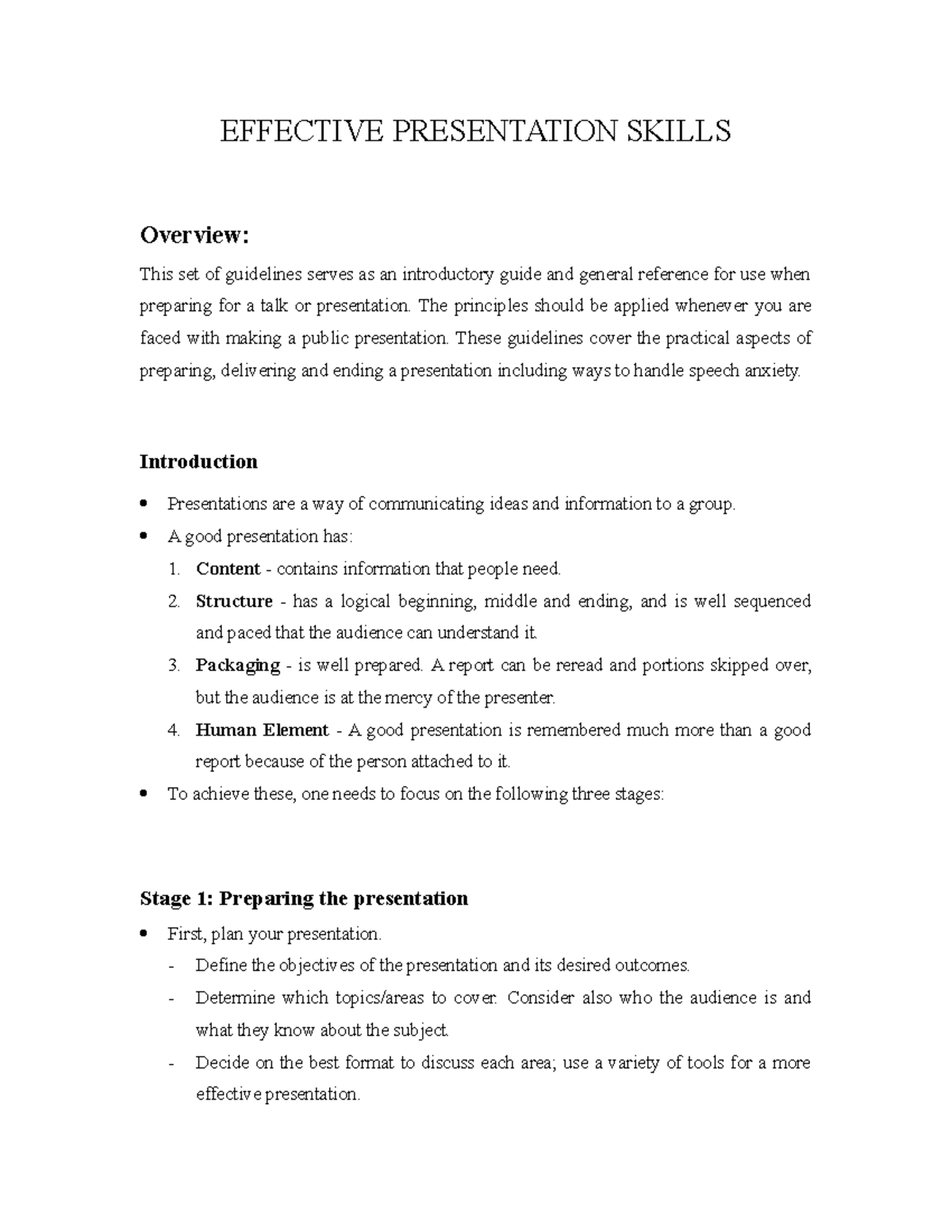 Topic 1 2 Presentation Skills Notes EFFECTIVE PRESENTATION SKILLS 