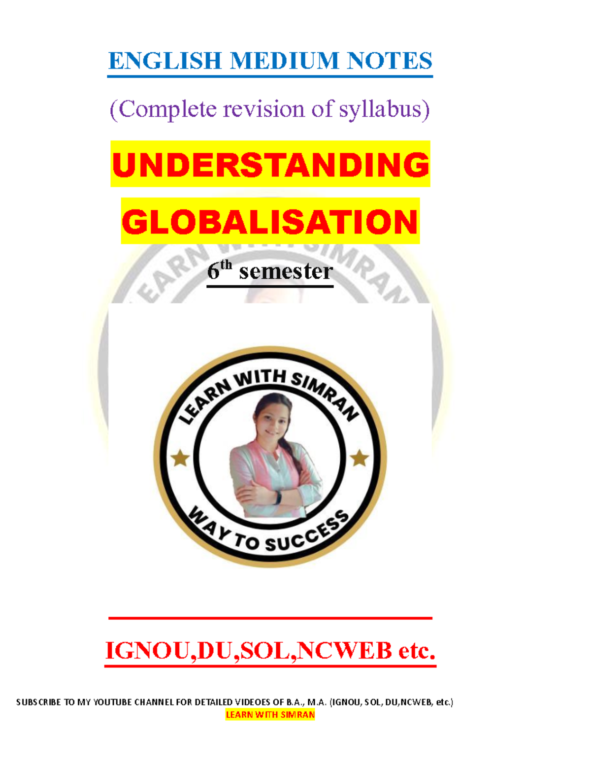 Understanding globalisation - SUBSCRIBE TO MY YOUTUBE CHANNEL FOR ...
