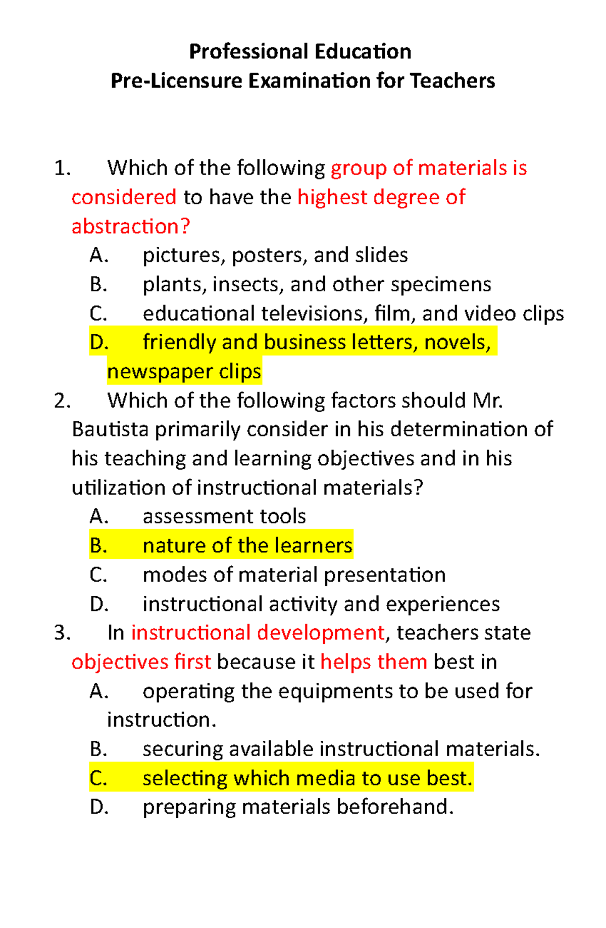 Drill IN Curriculum Development - Professional Education Pre-Licensure ...