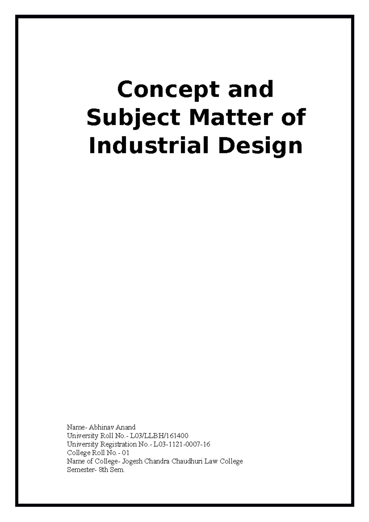 Concept and Subject matter of Industrial Design - Concept and Subject ...