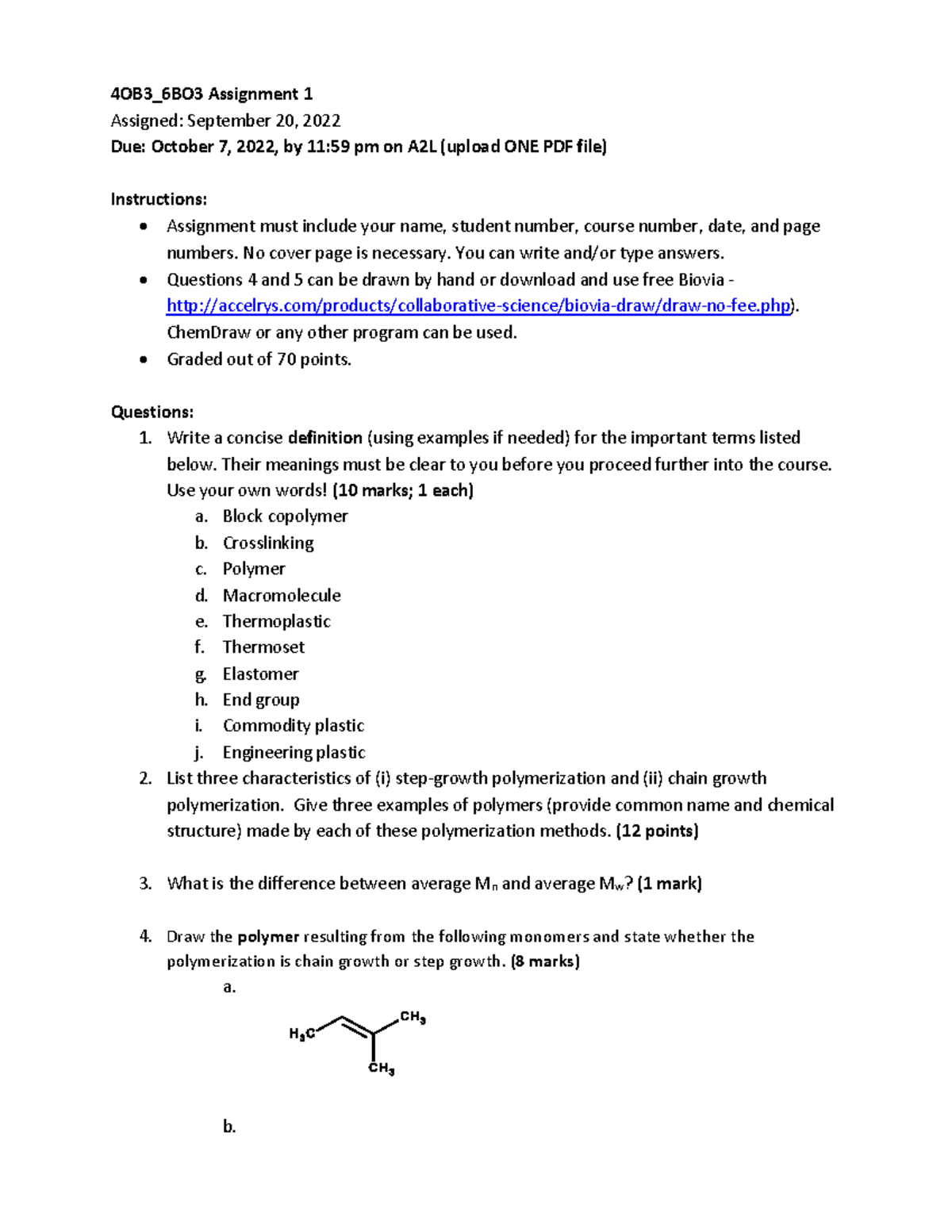 Assignment 1 2022 - ... - 4OB3_6BO3 Assignment 1 Assigned: September 20 ...