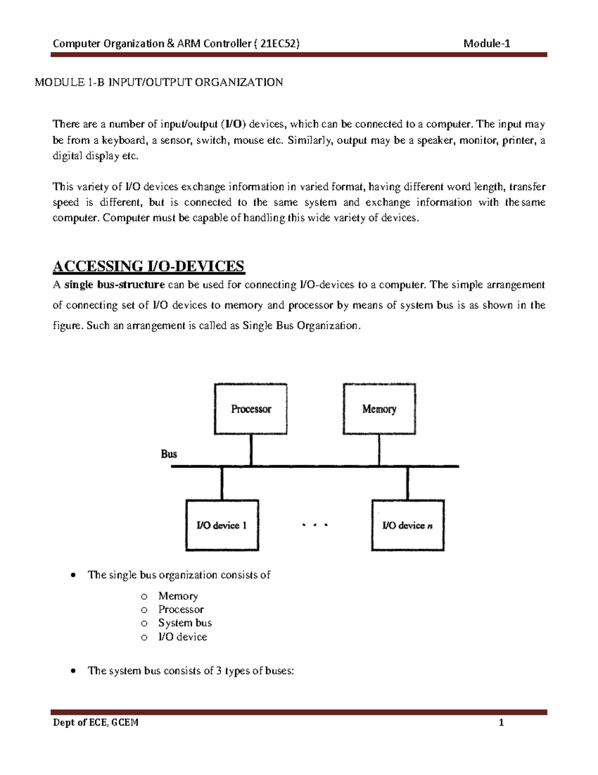 Co module 1 B - It is co &me notes - MODULE 1-B INPUT/OUTPUT ...