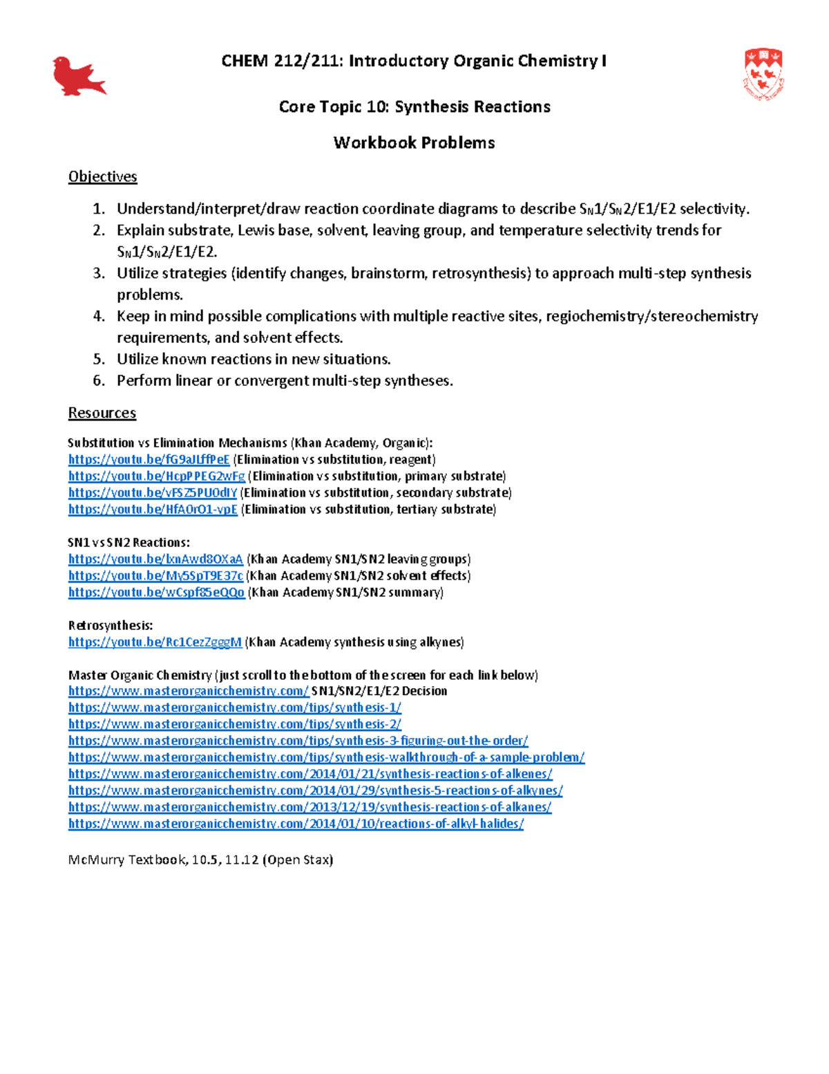 Core Topic 10 Workbook Problems 1 - Core Topic 10 : Synthesis Reactions ...