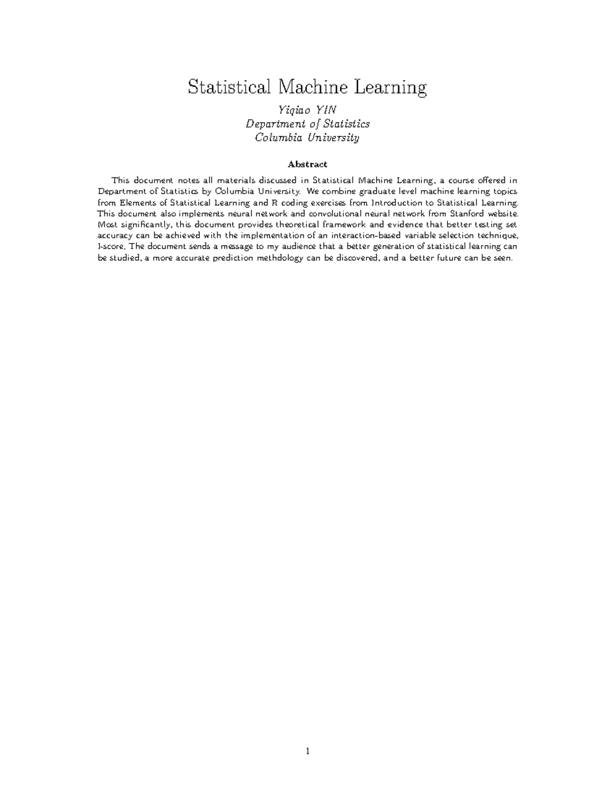 Statistical machine learning - We combine graduate level machine ...