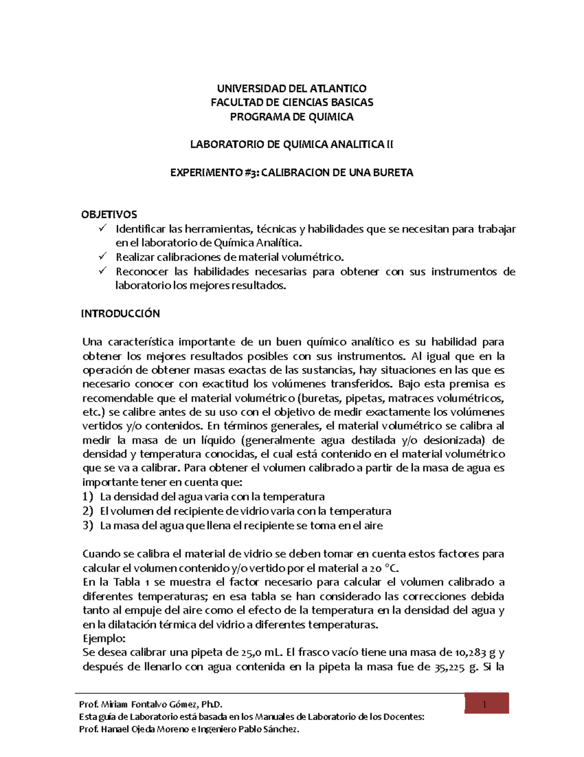 6. L3 Calibracion de una Bureta - Prof. Miriam Fontalvo Gómez, Ph. Esta ...