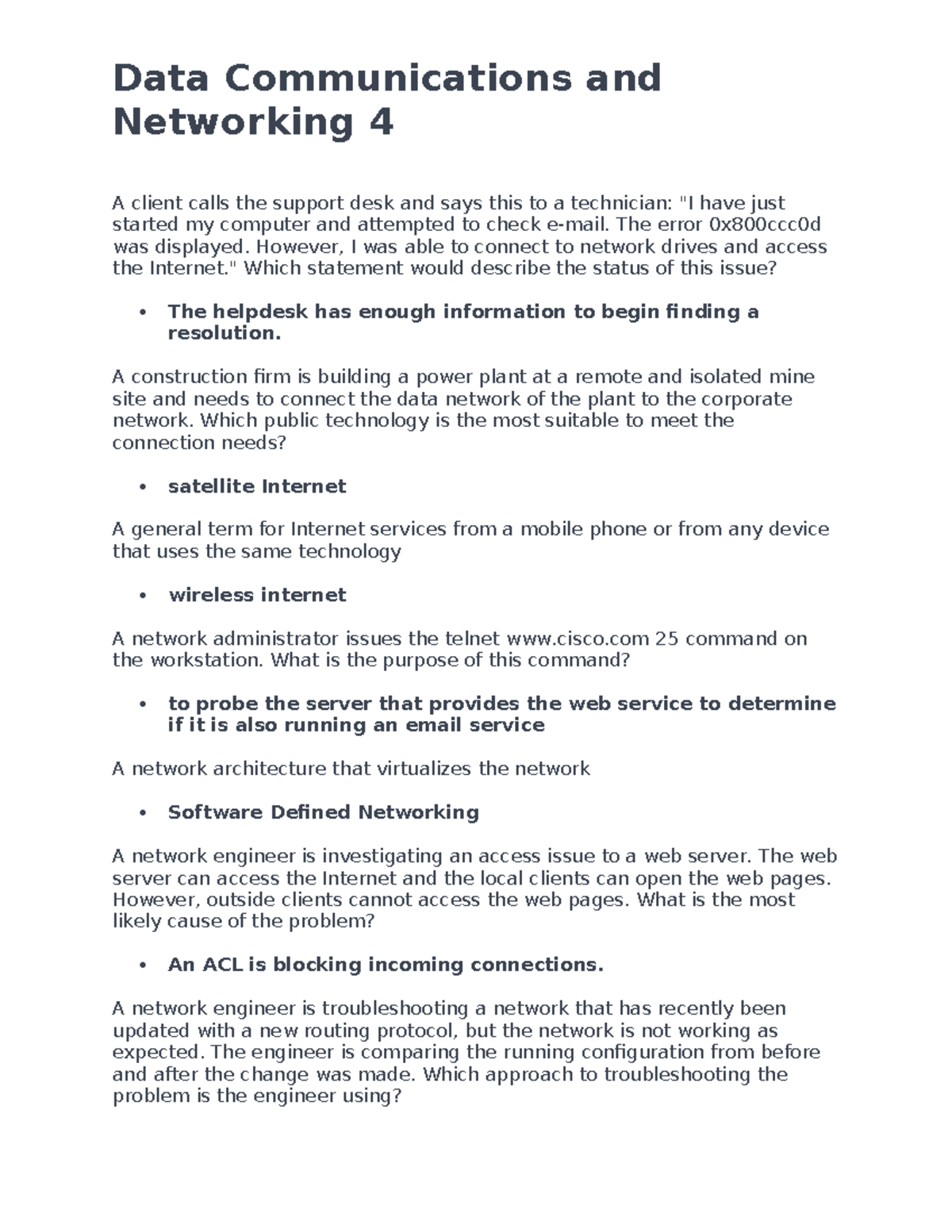 Data Communications and Networking 4 - Networking 4 A client calls the ...