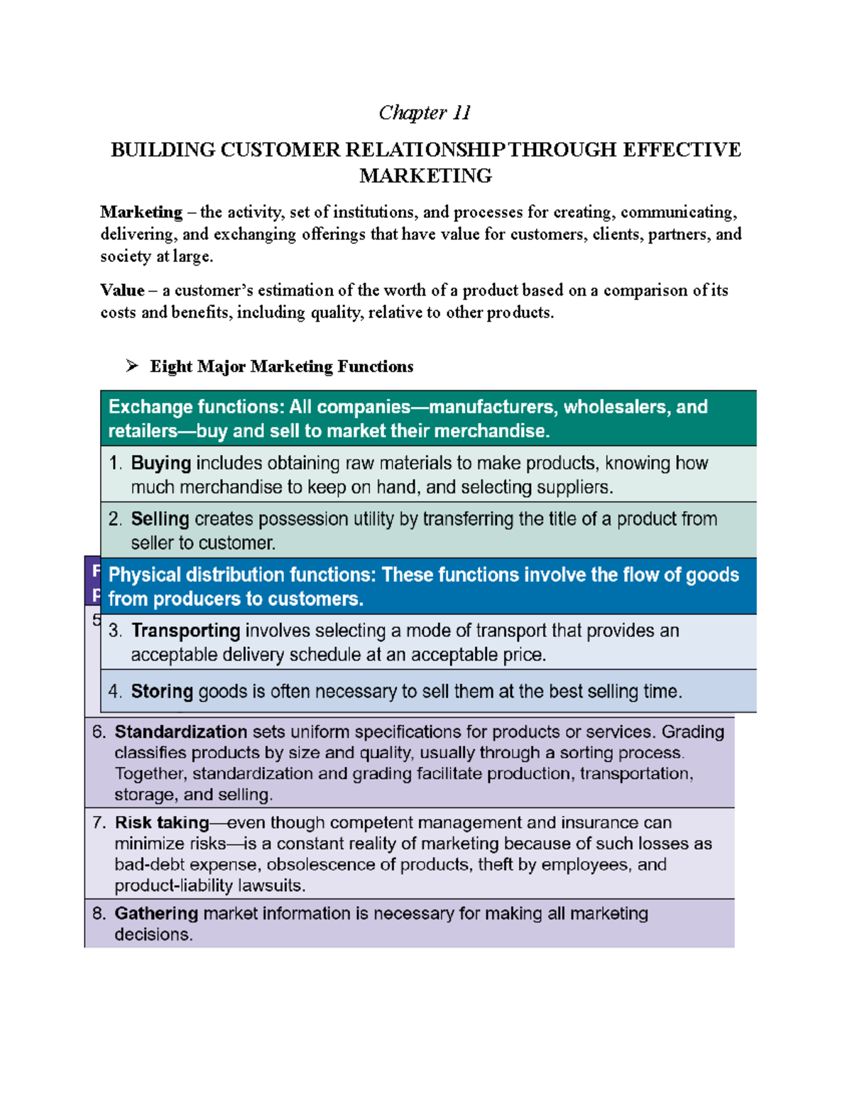 Chapter 11 Business Lecture Notes - Chapter 11 BUILDING CUSTOMER ...