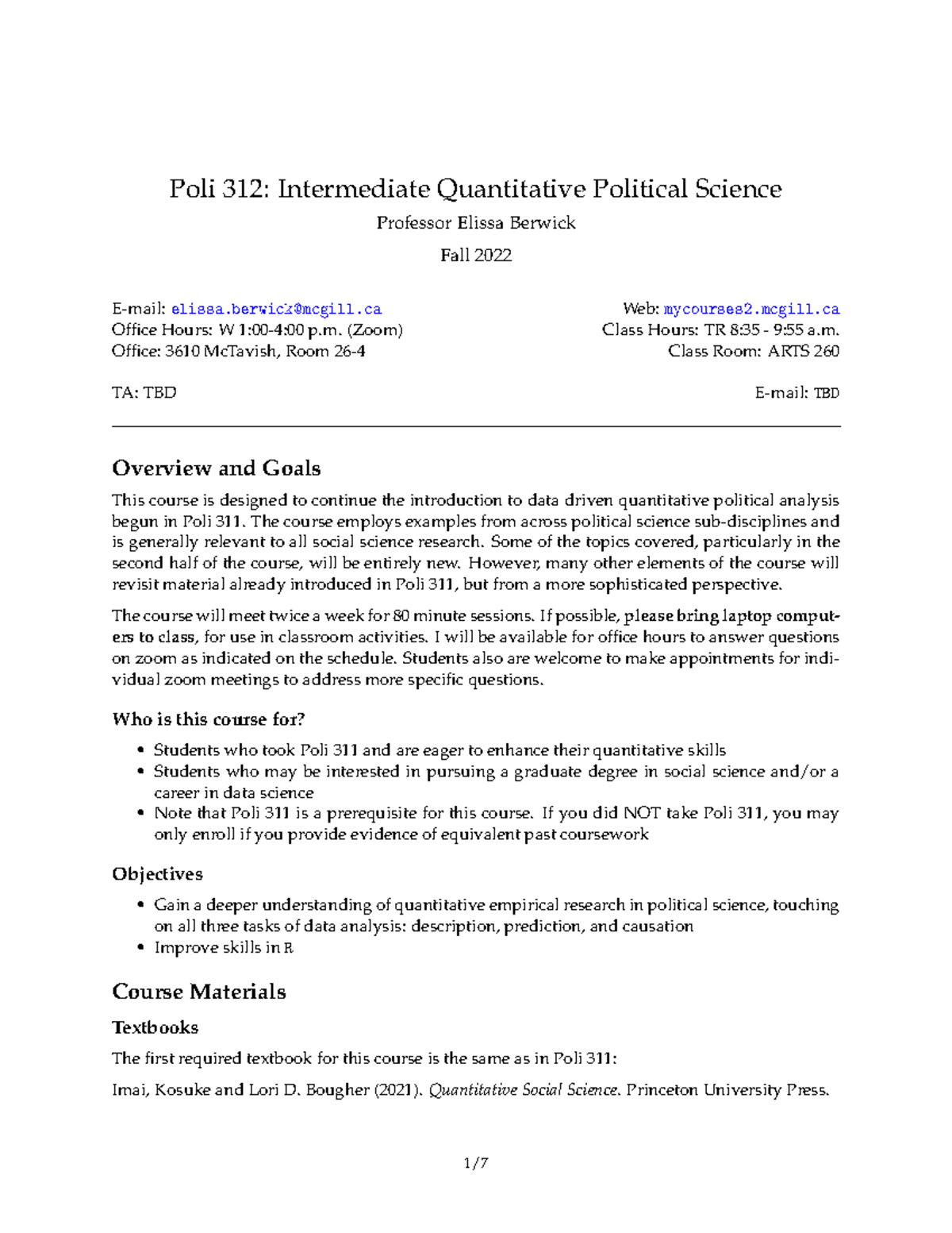 Poli 312: Intermediate Quantitative Political Science Fall 2022 - Studocu