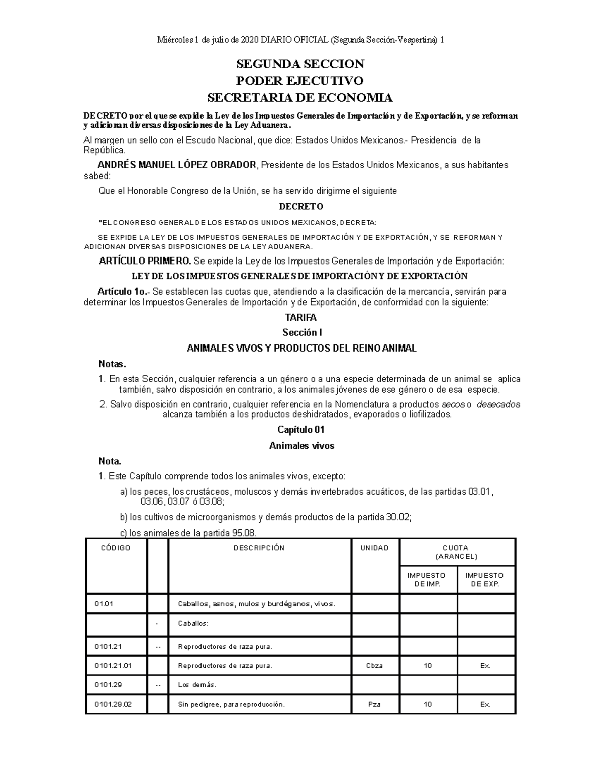 Ligie Ref Aduanera merceologia - Miércoles 1 de julio de 2020 DIARIO ...