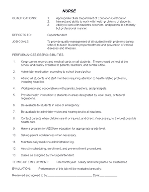 Nurse - practice - NURSE QUALIFICATIONS: 1. Appropriate State ...