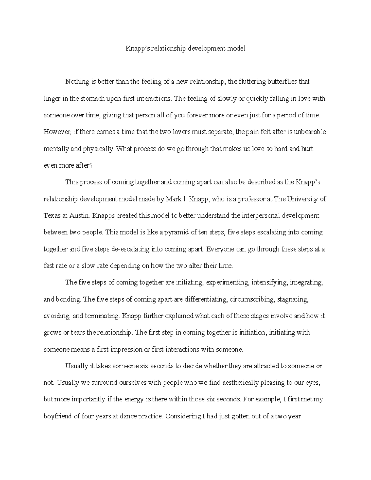 Knapp's relationship development model essay example - Knapp’s ...