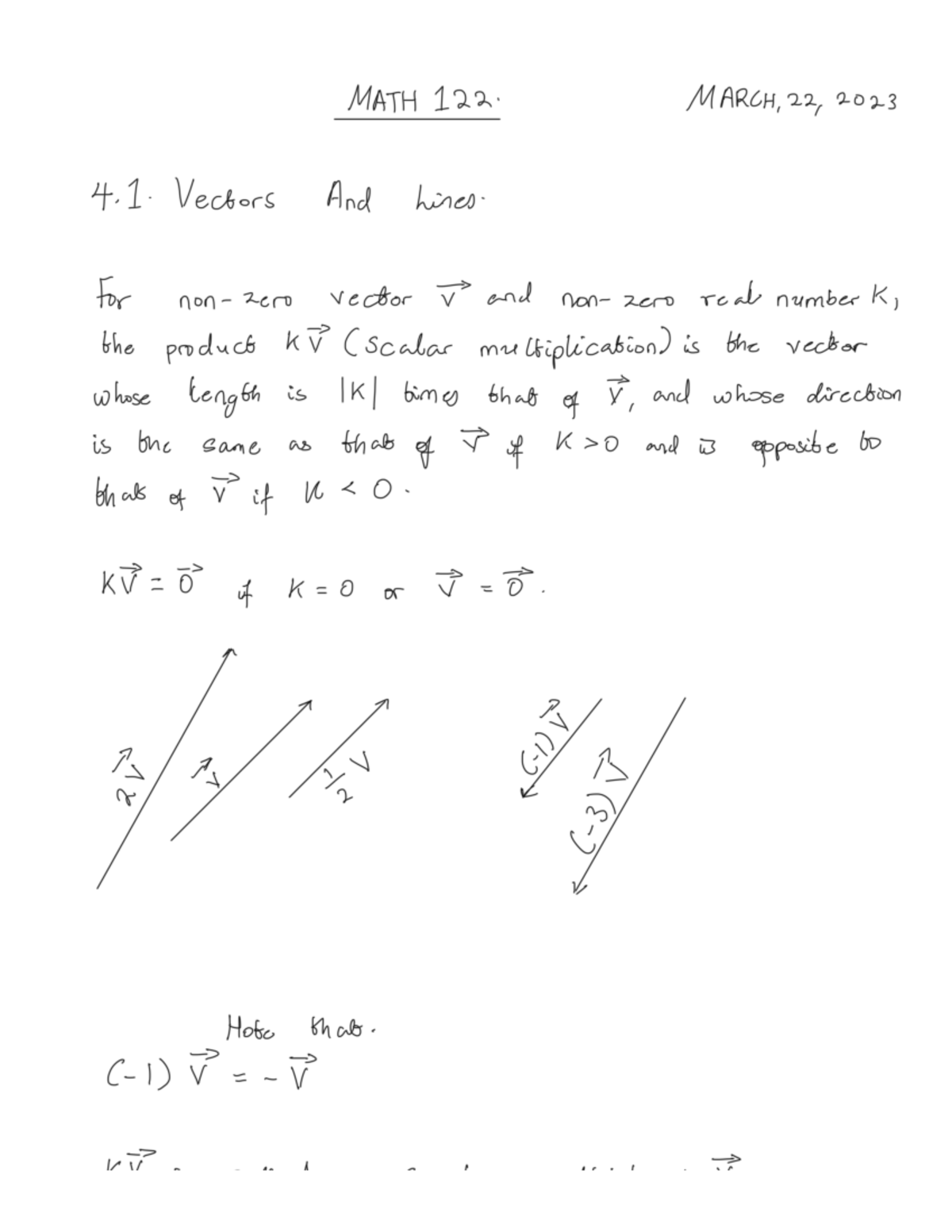 MATH 122 notes-2 - Notes on Linear Algebra - MATH 122 - Studocu