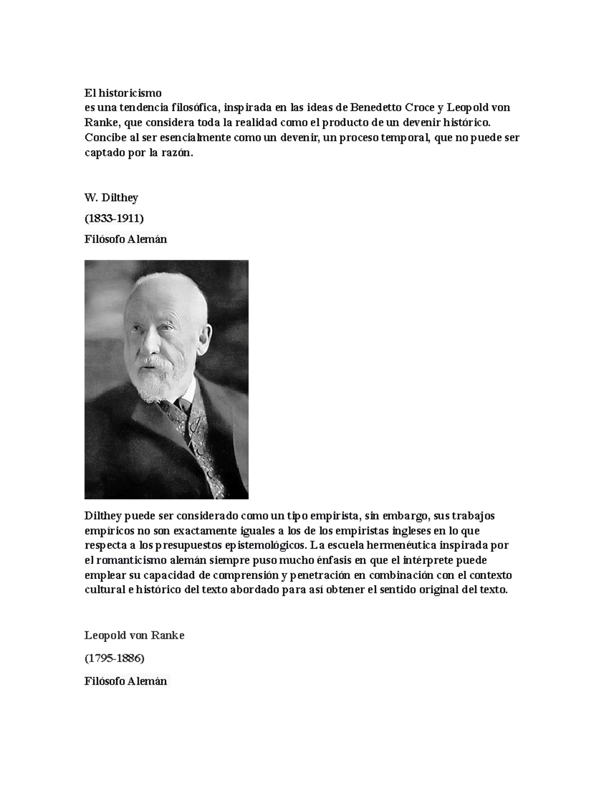 El historicismo - filosofia - El historicismo es una tendencia ...