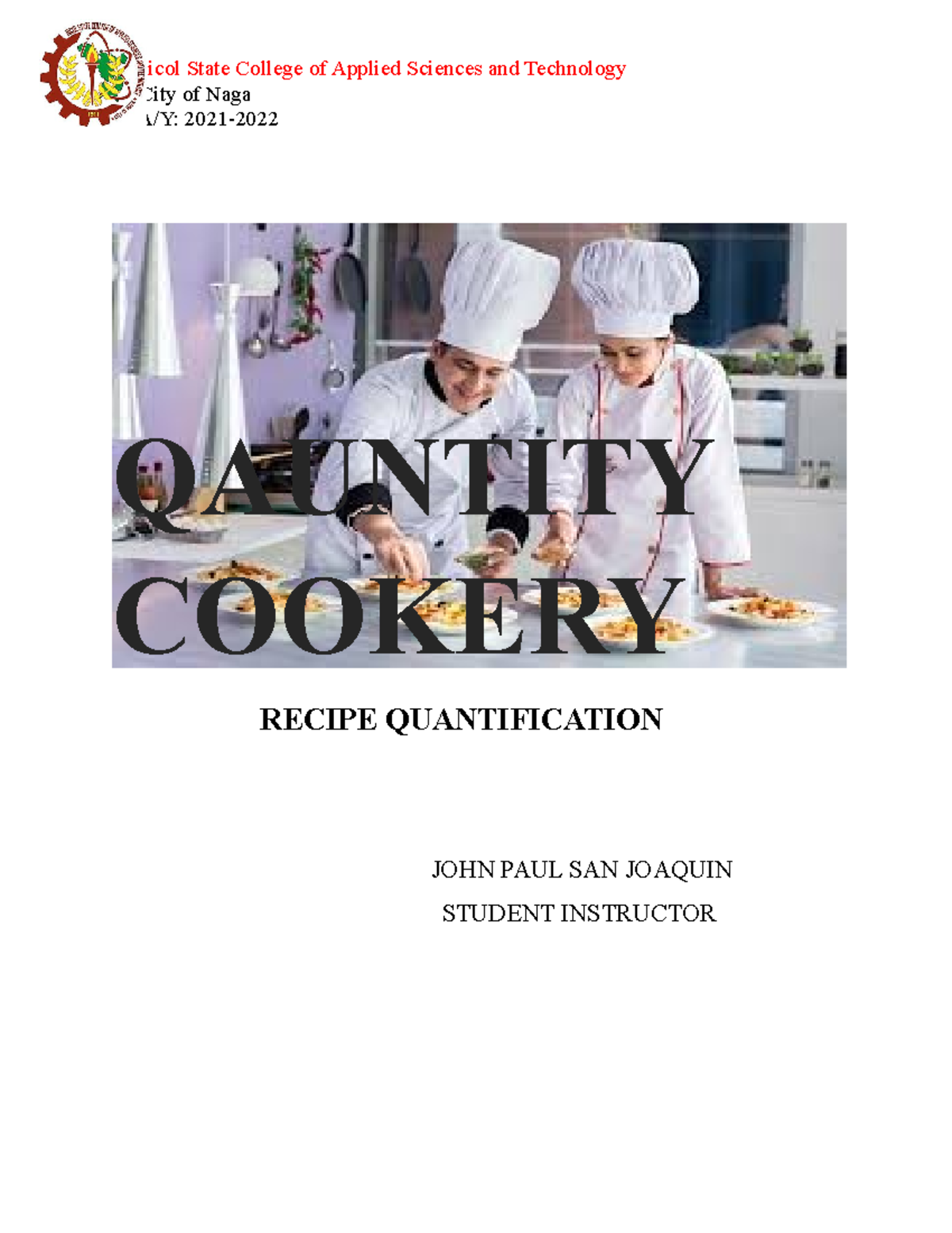Qauntity Cookery Module - City of Naga A/Y: 2021- QAUNTITY COOKERY ...