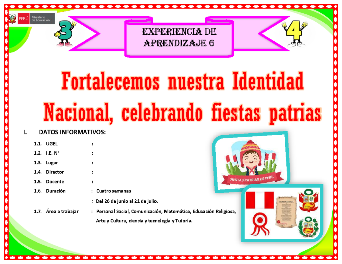 EXP 6 IV Ciclo 24 - EXPERIENCIA APRENDIZAJE - Fortalecemos nuestra ...