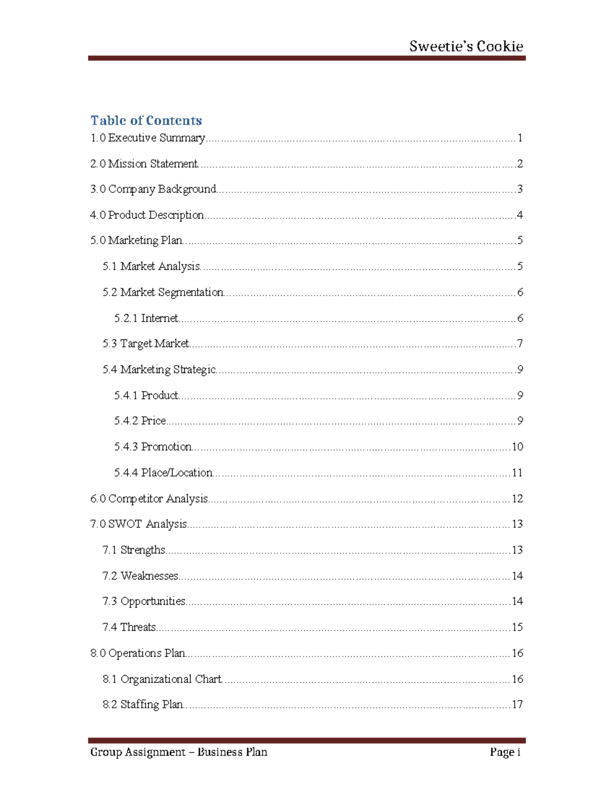 382401814 Sweetie s Cookies Business Plan - Group Assignment – Business ...