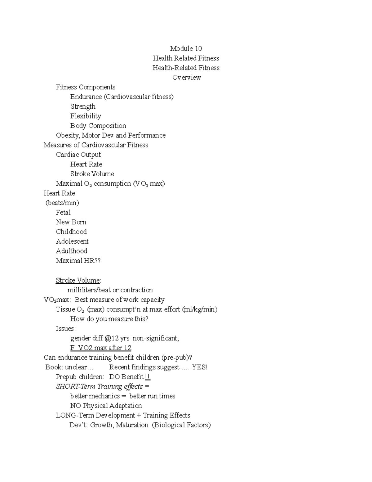 Motor Development Unit 3 Mod 10 - Module 10 Health Related Fitness ...