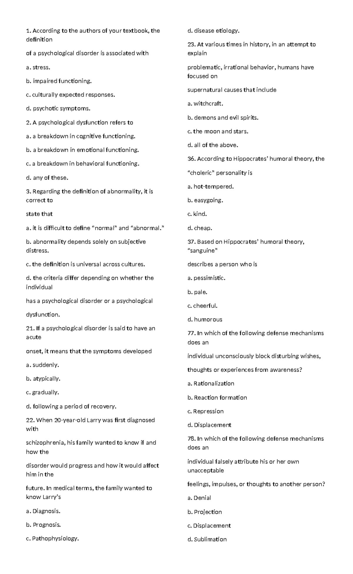 AP - mock test - PMETLE - According to the authors of your textbook ...