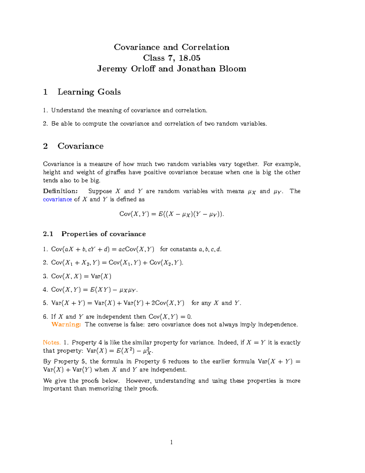 Covariance and Correlation - Covariance and Correlation Class 7, 18 ...