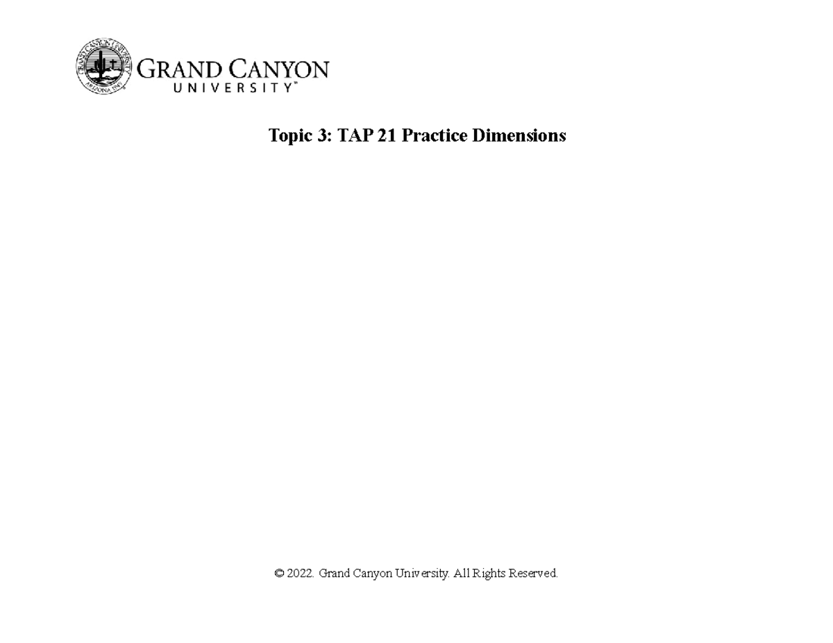 (PCN-100) TAP21 Practice Dimensions - Topic 3: TAP 21 Practice ...