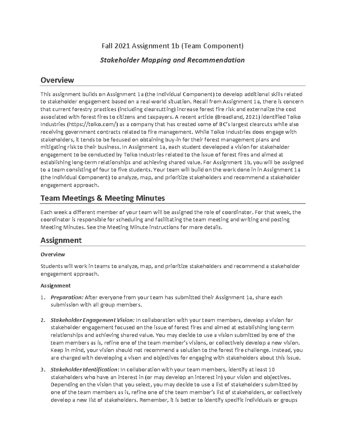 Assignment 1b Instructions - MANA 374 - Concordia - Studocu