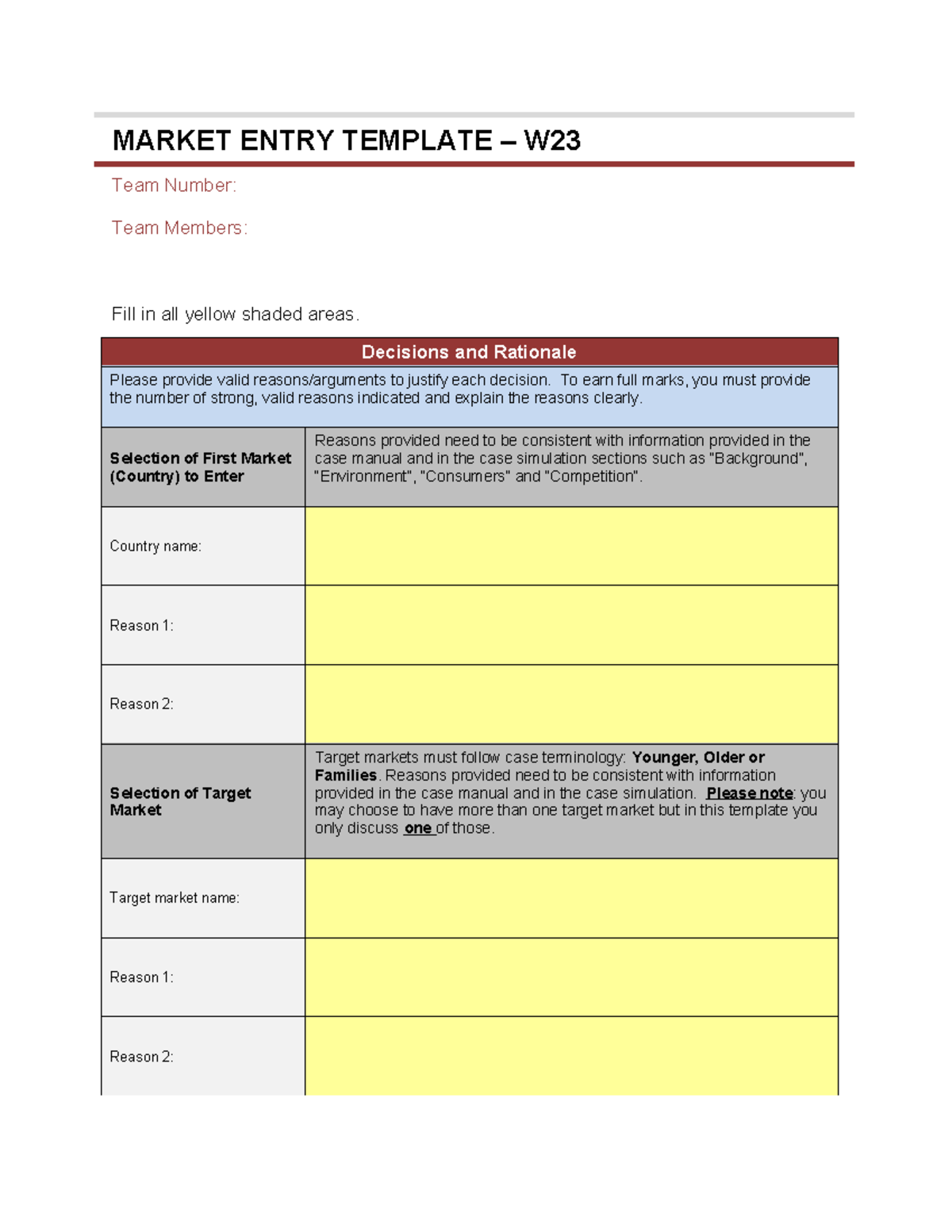 W23 - Market Entry Template Latin America - MARKET ENTRY TEMPLATE – W ...