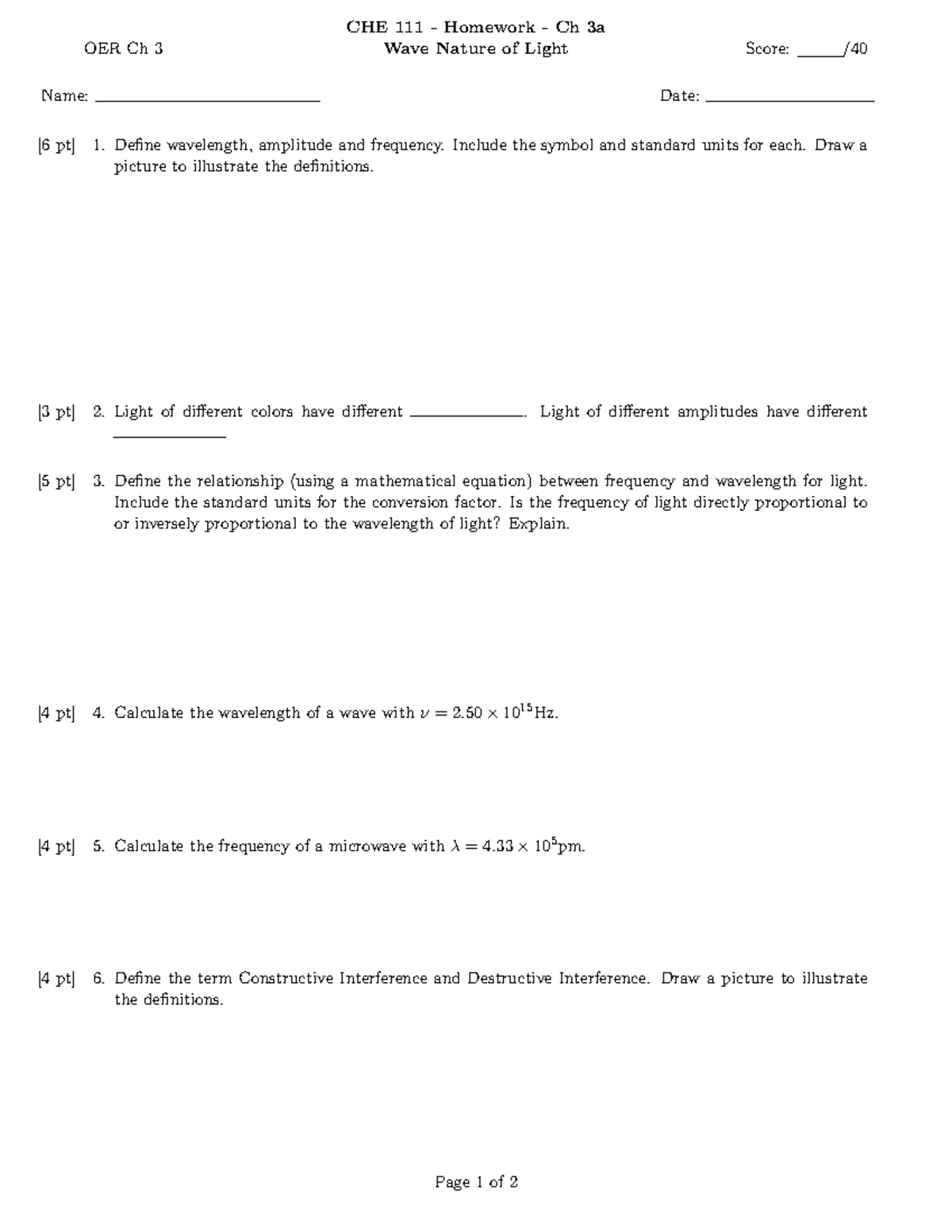 CHE Homework - homework - OER Ch 3 CHE 111 - Homework - Ch 3a Wave ...