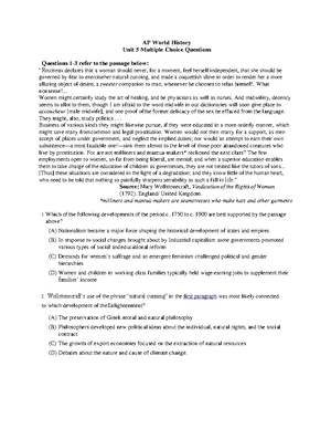 Unit 5 Study Guide - Unit 5: Revolutions Study Guide C. 1750 - 1900 ...