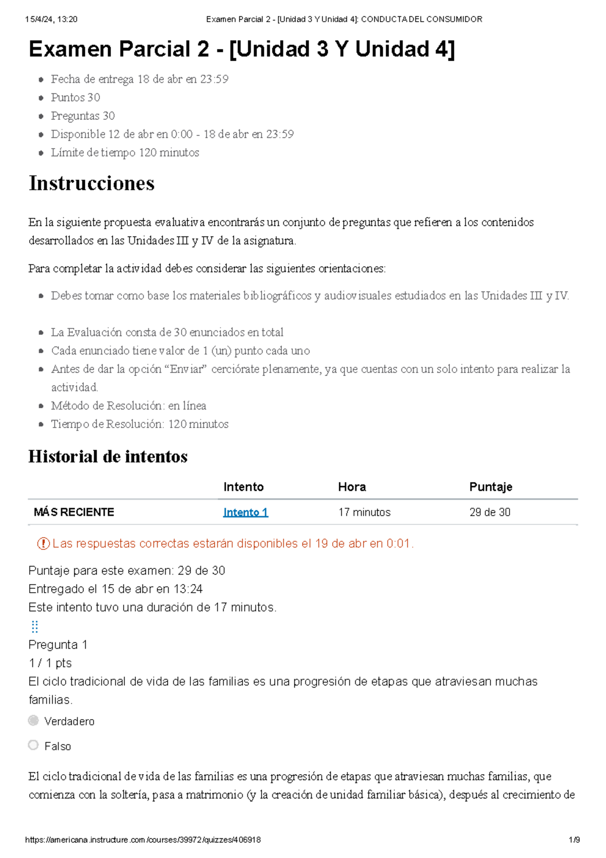 Examen Parcial 2 - [Unidad 3 Y Unidad 4] Conducta DEL Consumidor - Examen Parcial 2 - [Unidad 3 ...