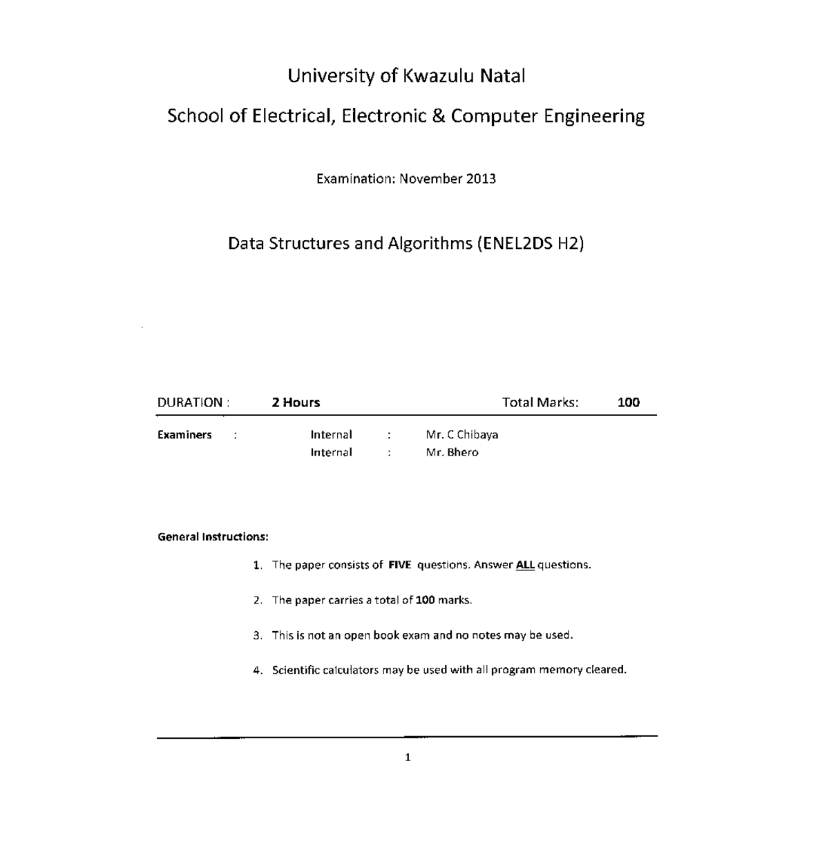 Exam November 2013, questions - ENEL2DS - Studocu