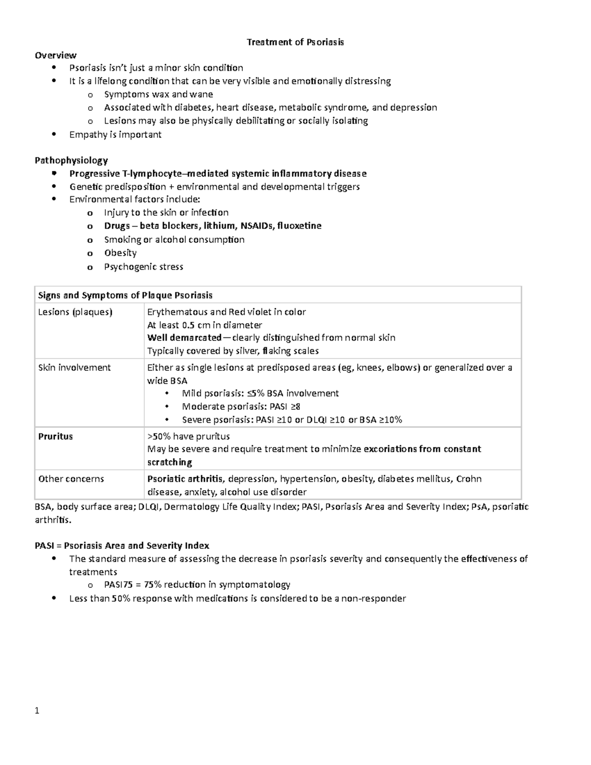 10-1 Treatment of Psoriasis - Treatment of Psoriasis Overview Psoriasis ...