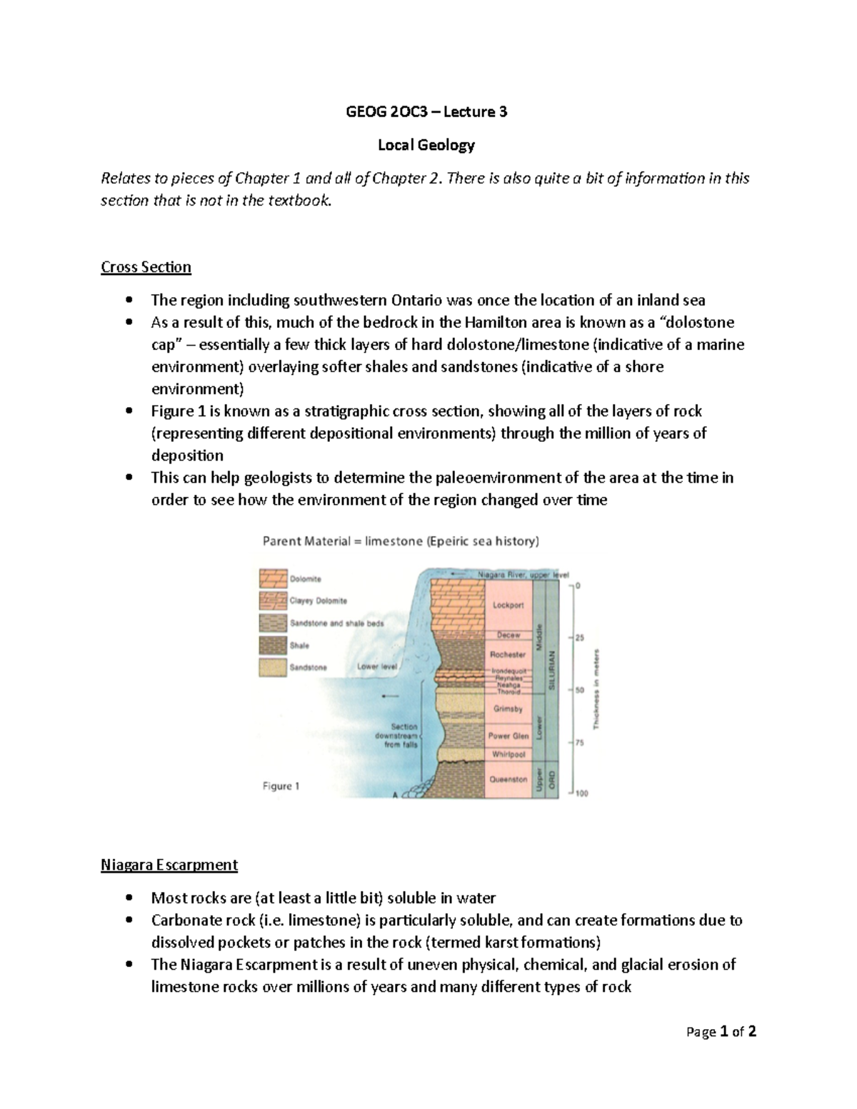 GEOG 2OC3 - Lecture 3 - Local Geology - GEOG 2OC3 – Lecture 3 Local ...