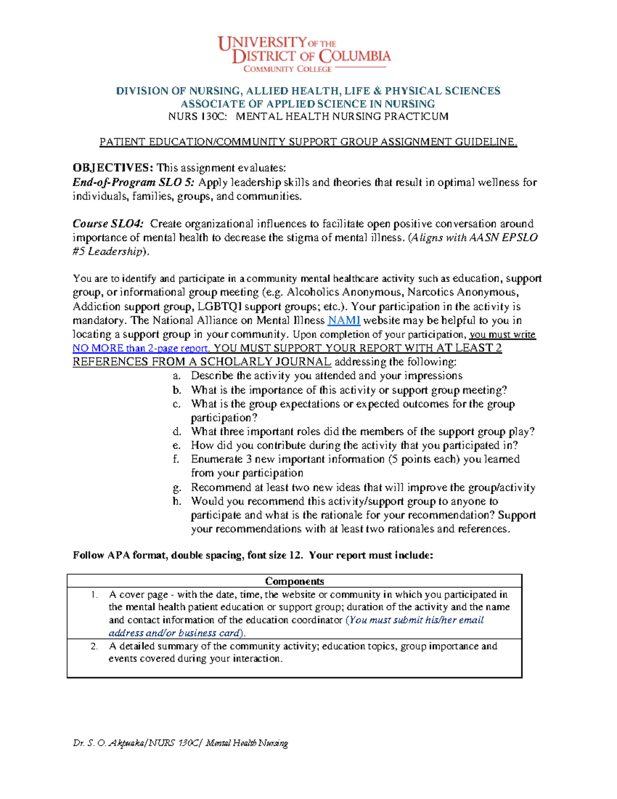 Community Activity Guideline and Grading Rubrics - Dr. S. O. Akpuaka ...