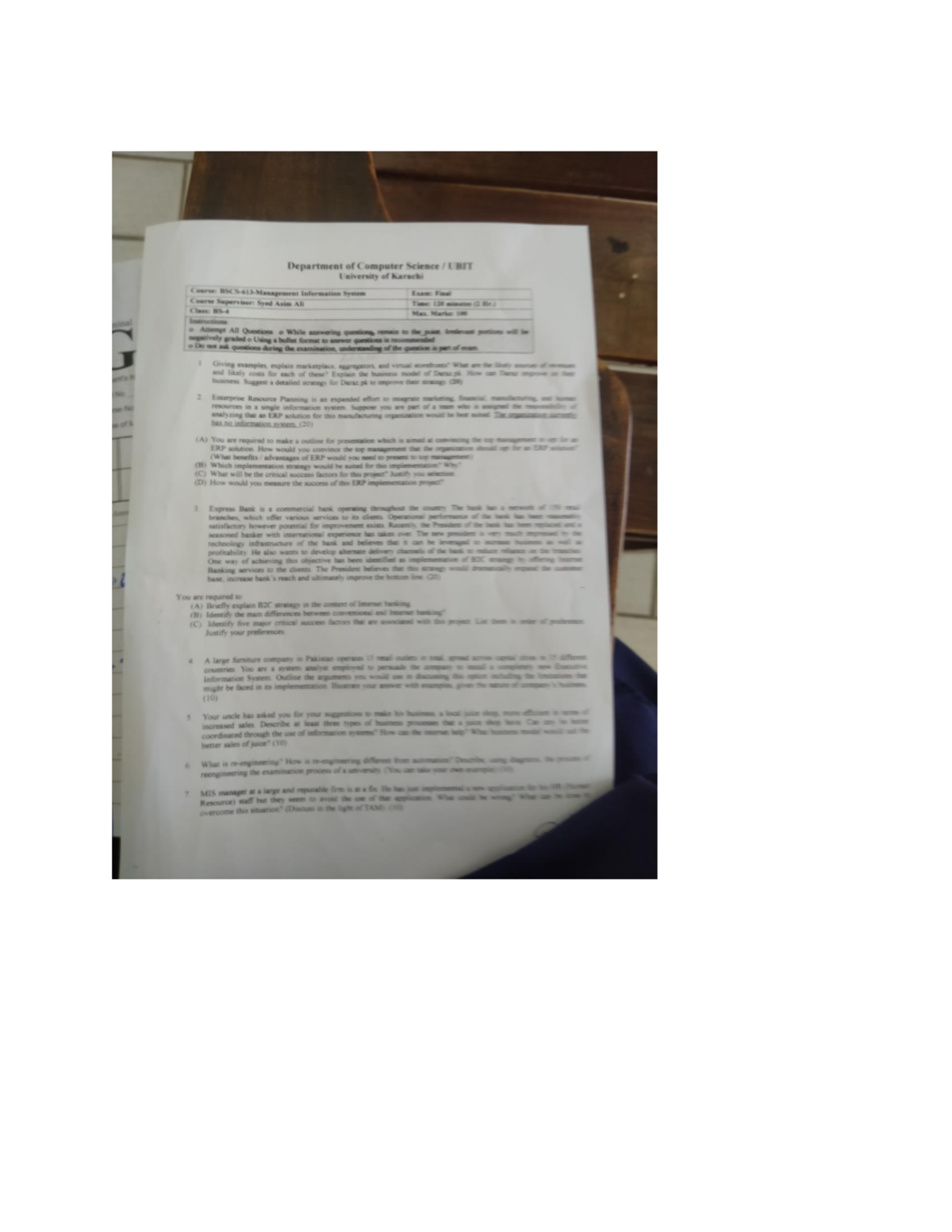 MIS 2023 Solution - past paper - Giving examples, explain marketplace ...