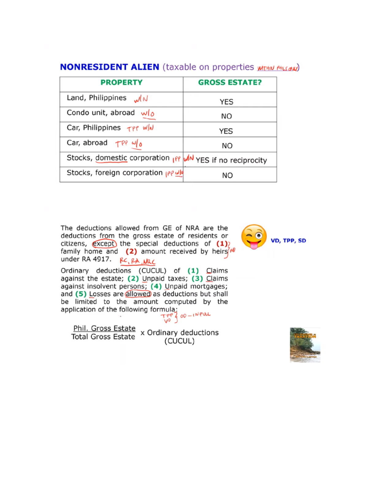 Deductions from Gross Estate (Non-Resident Alien) - Business Tax - Studocu