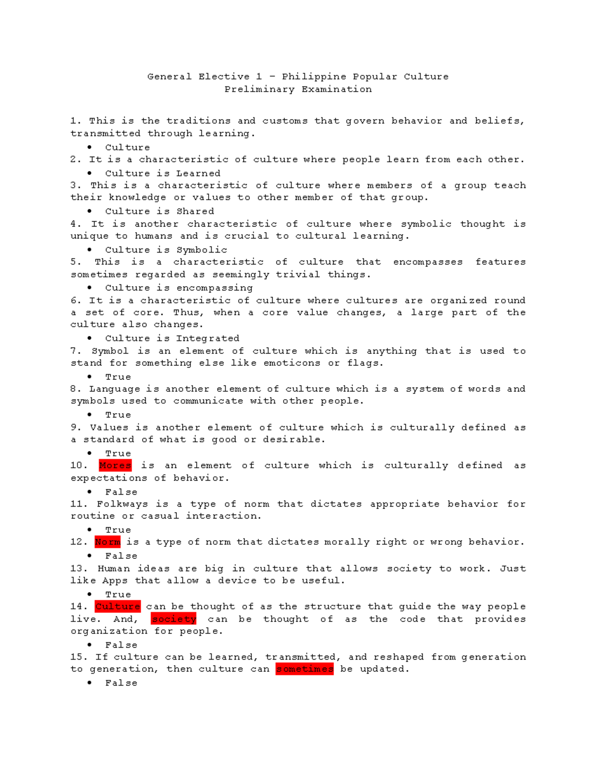 General Elective 1 Prelims - General Elective 1 – Philippine Popular ...