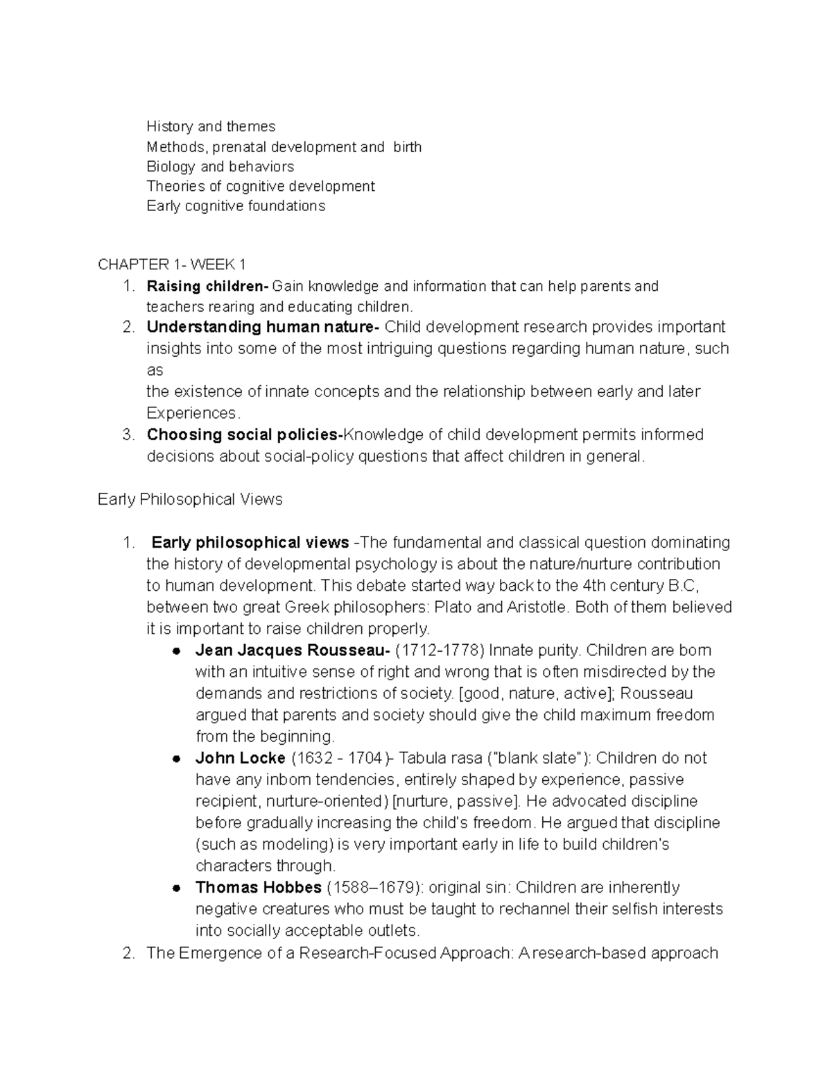 Psychology 302 review mid-term notes - History and themes Methods ...