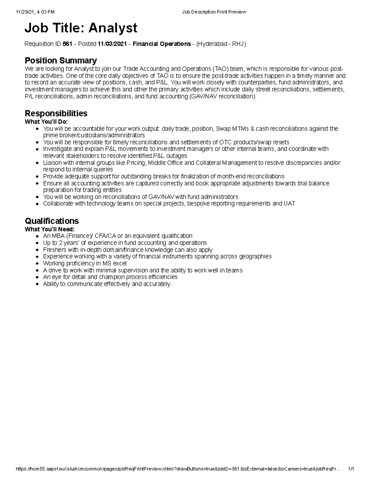 Job Description Analyst - 11/29/21, 4:03 PM Job Description Print ...