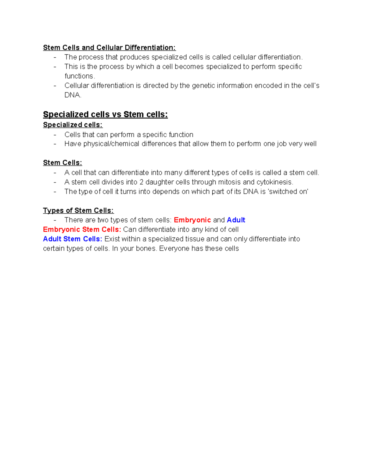 3.2 Stem cells and Cellular Differentiation - Stem Cells and Cellular ...