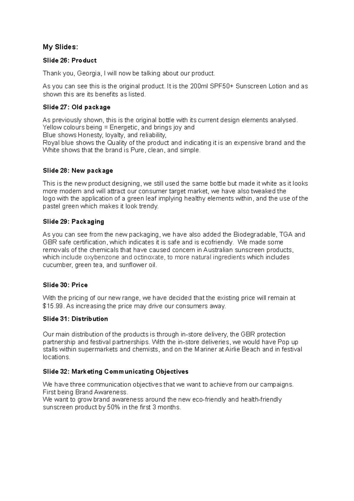 Presentation Script for Nivea Campaign - My Slides: Slide 26: Product ...