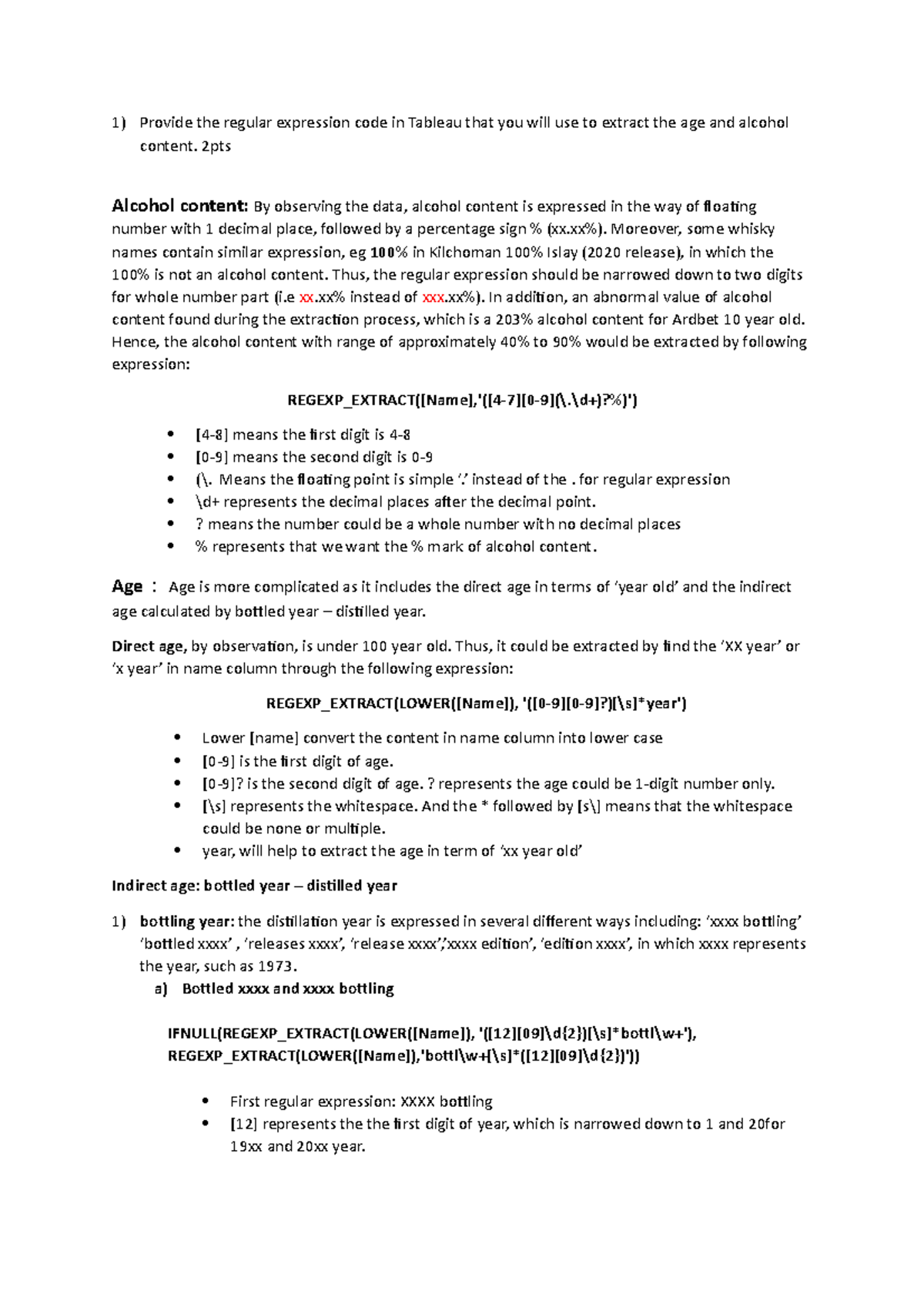 Individual ASSIGMENT 2 2020S2 - Provide the regular expression code in ...