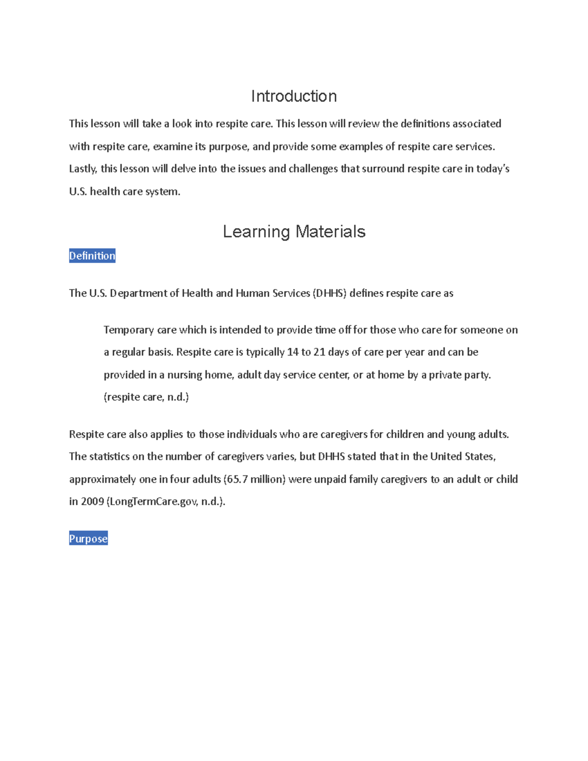 Healthcare Administration Info about Respite Care in the United States ...