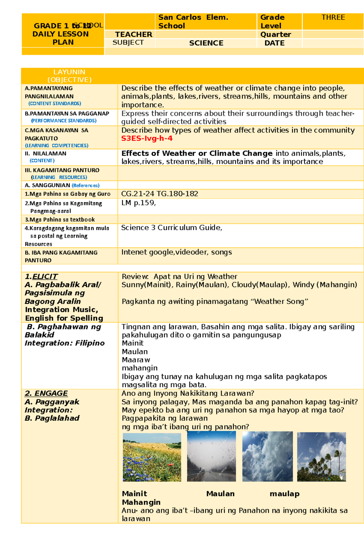 Sience 3 COT 2 - SCIENCE - GRADE 1 to 12 DAILY LESSON PLAN SCHOOL San ...