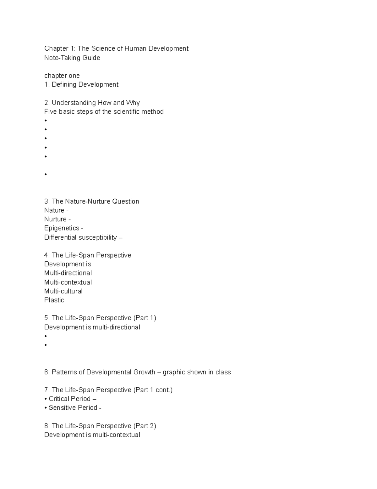 Chapter 1 the science of human development note taking guide - Chapter ...