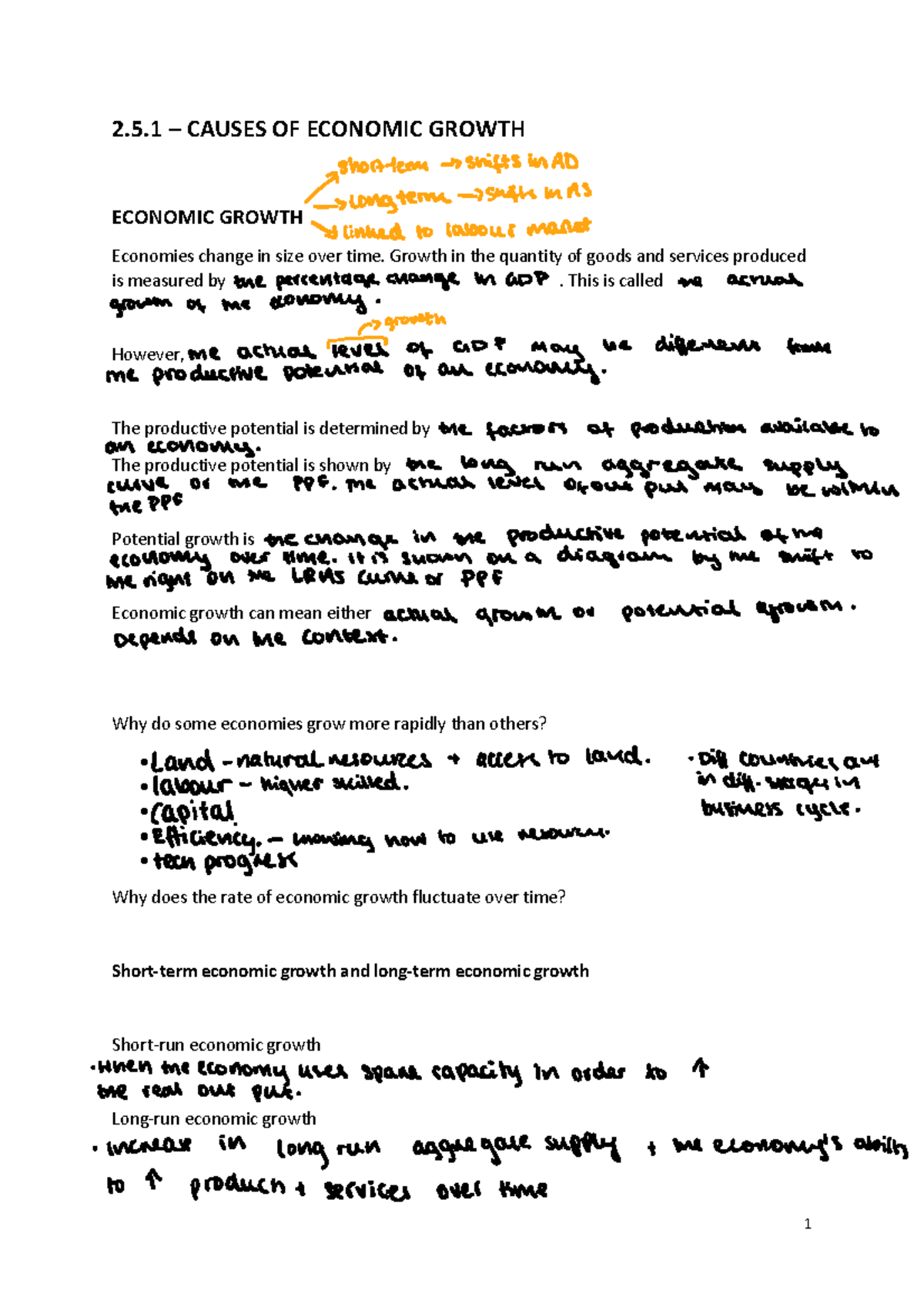 Causes of economic growth 2.5.1 Edexcel A - 1 2.5 – CAUSES OF ECONOMIC ...