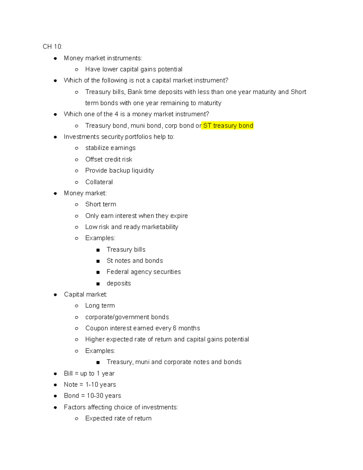 MGF exam 2 - Suchak, Sudhir D. - CH 10: Money market instruments: Have ...