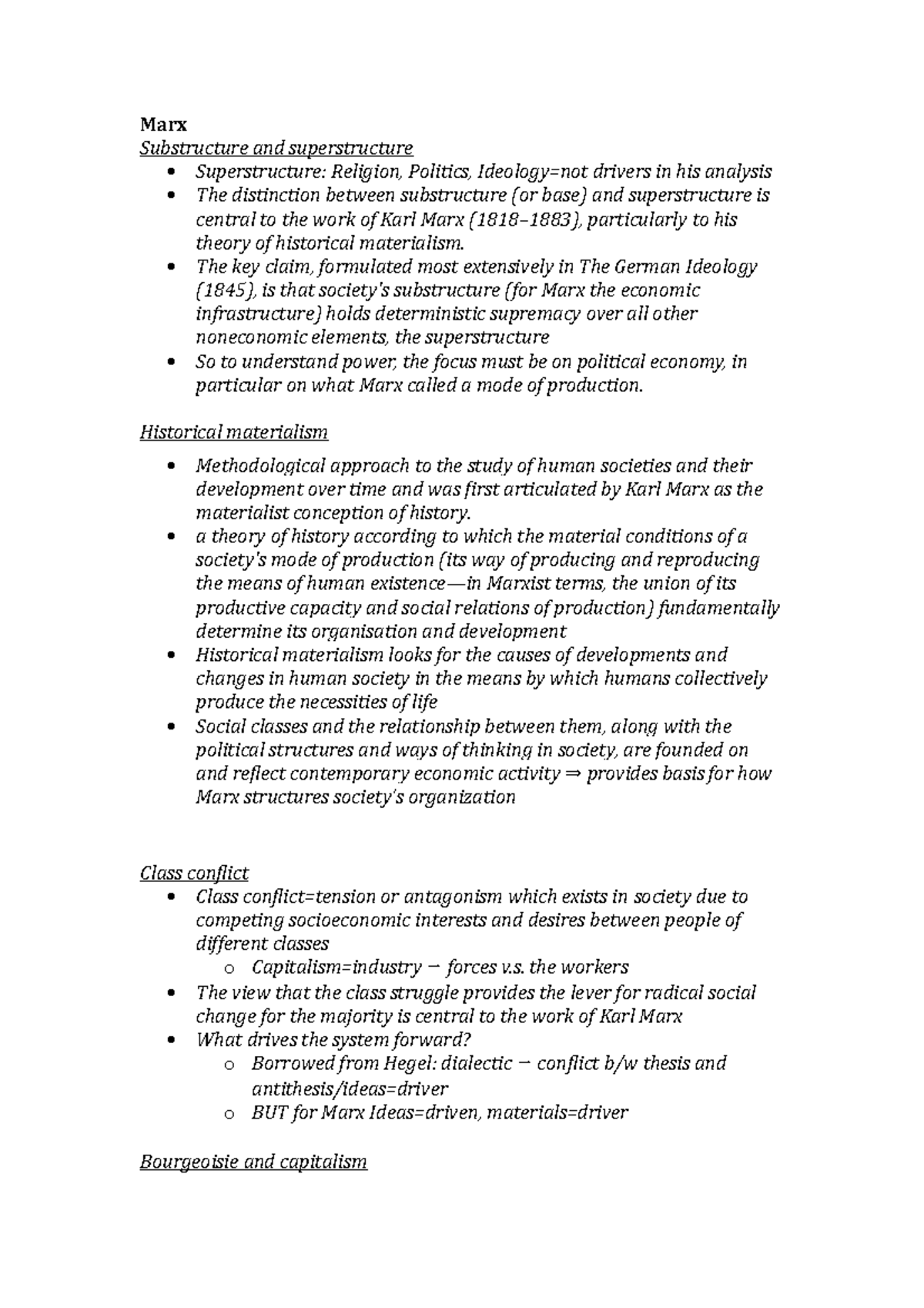GLP Final Reading Notes - Marx Substructure and superstructure ...